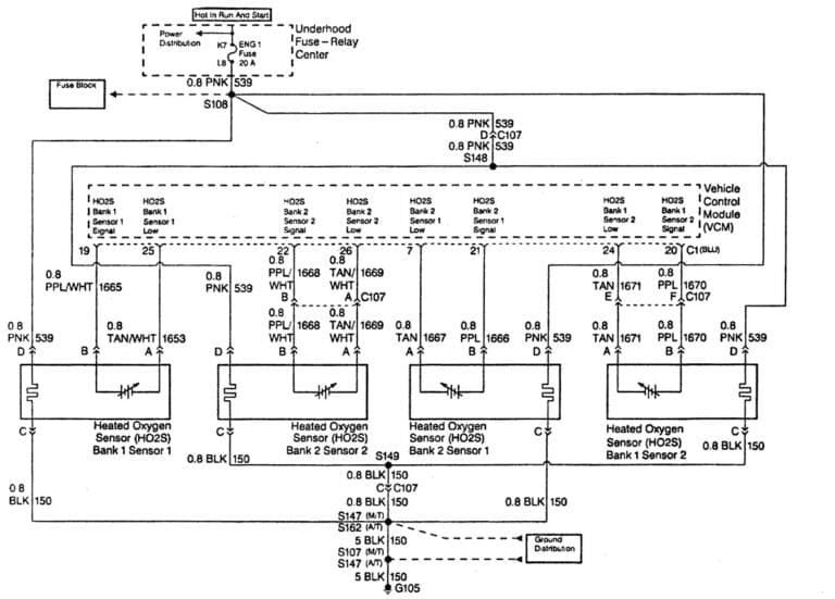 Chevy Silverado Oxygen Sensor Wiring Harness Color Description Diagram - FreeAutoMechanic Advice
